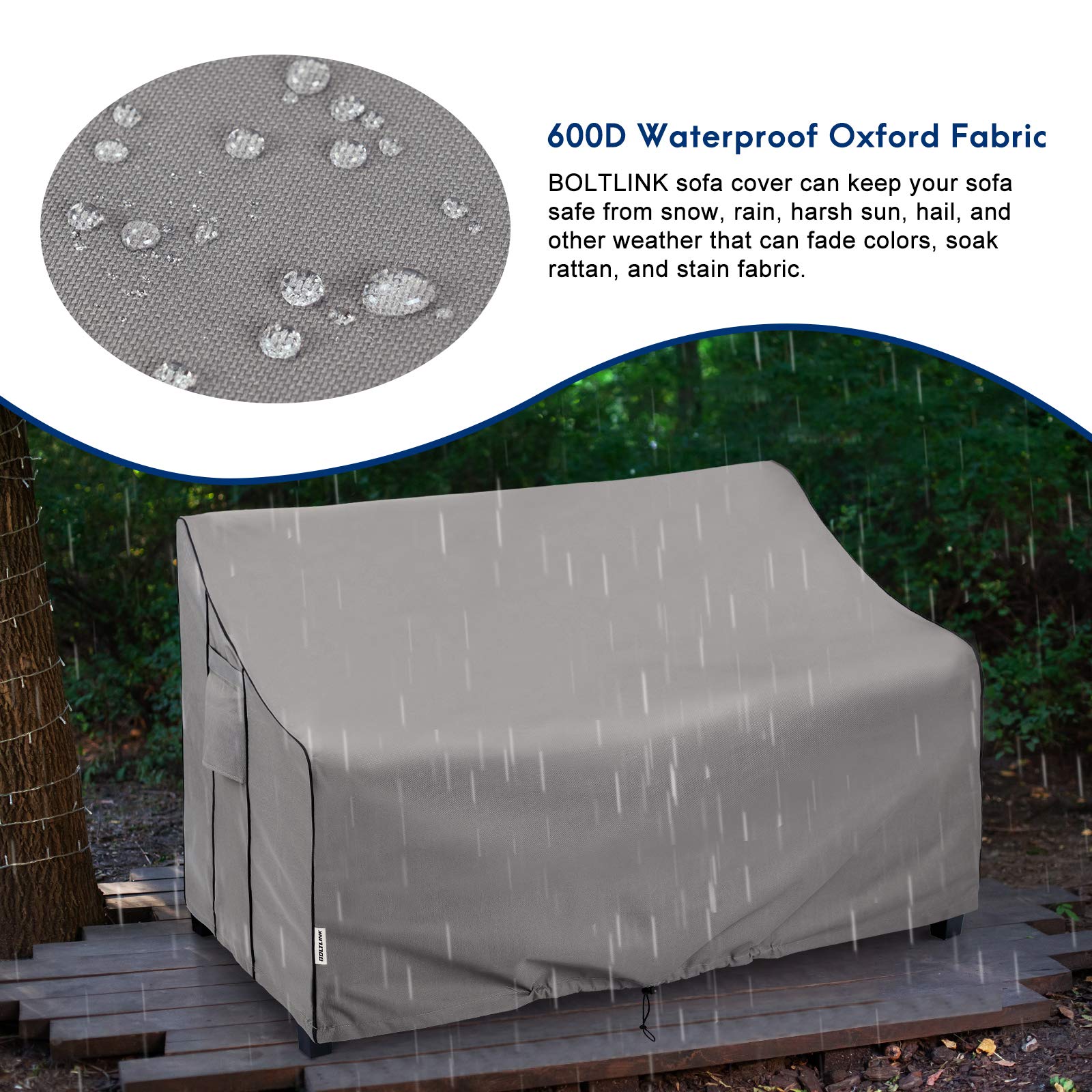 BOLTLINK Outdoor Patio Furniture Covers Waterproof,Durable Loveseat Sofa Cover Fits up to 58W x 32.5D x 31H inches Grey