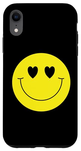 iPhone XR Cute Funny 70s Heart Eyes Yellow Happy Smiling Smile Face Case