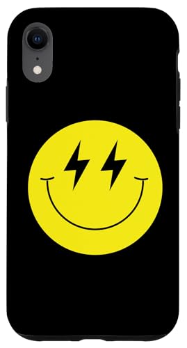 iPhone XR 70s Cute Lightning Bolt Eyes Yellow Happy Smiling Smile Face Case