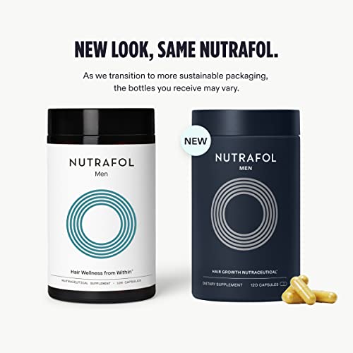 Nutrafol Men's Hair Growth Supplement | Clinically Effective for Visibly Thicker & Stronger Hair with More Scalp Coverage | Dermatologist Recommended | 1 Bottle | 1 Month Supply