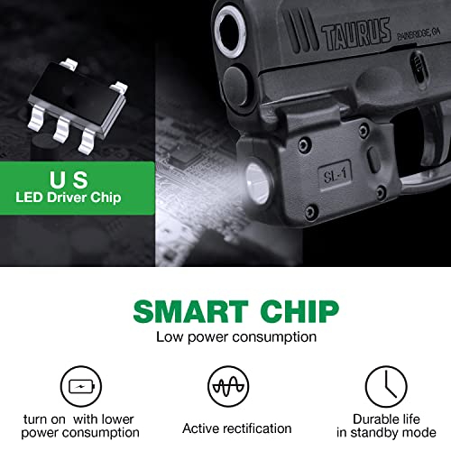 WARRIORLAND Mini Gun Light with Kydex Holster Tailored Made: Taurus G2C / Taurus G3C Pistol, 150 Lumens G2C Handgun Light, LED Tactical Flashlight SL-1 w/ G2C Holster
