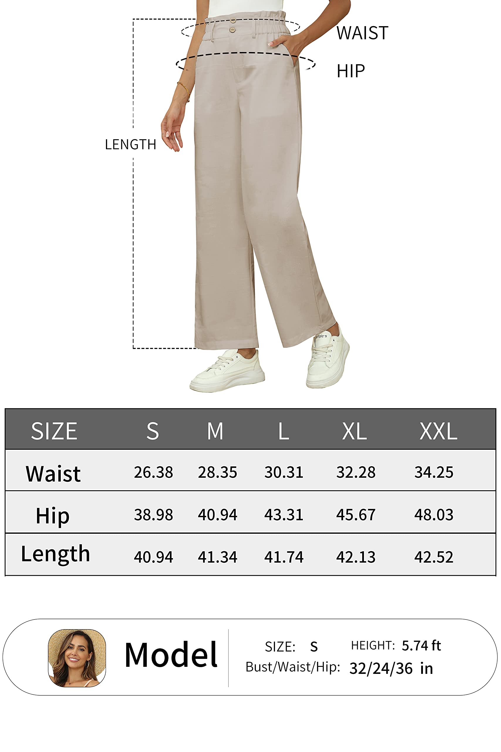 Yoetaun Linen Pants for Women High Waisted Palazzo Flowy Wide Leg Long Lounge Pant Beach Casual Comfy Trousers Khaki XL