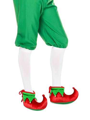 SATINIOR Christmas Santa Elf Shoes and Hat Christmas Red and Green Costume Accessory Set(21 cm/ 8 Inch,Vivid Color)