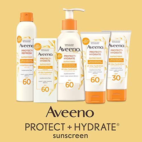 Aveeno Protect + Hydrate Moisturizing Body Sunscreen Lotion With Broad Spectrum Spf 60 & Prebiotic Oat, Weightless, Paraben-free, Oil-free & Oxybenzone-free, Pump Bottle, 12.0 ounces