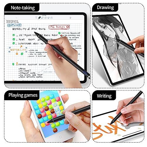 Stylus Pens for Touch Screens, Stylus Pen for iPad with Fine Point Tip & Magnetic Cap, Compatible with iPad, iPhone, Android, Tablet and Other Capacitive Touch Screen for Drawing (Black)