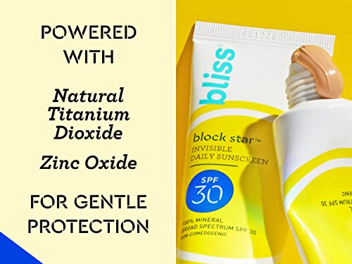 Bliss Block Star Tinted Face Sunscreen SPF 30-1.4 fl oz. - 100% Mineral Broad Spectrum Sunscreen With Zinc Oxide & Titanium Dioxide - Non Greasy Invisible finish