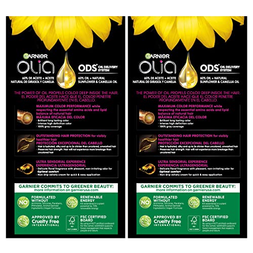 Garnier Hair Color Olia Ammonia-Free Brilliant Color Oil-Rich Permanent Hair Dye, 4.0 Dark Brown, 2 Count (Packaging May Vary)