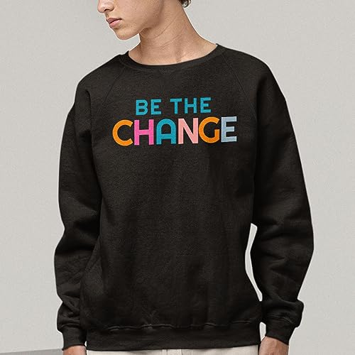 Be the Change Raglan Sweatshirt - Men Gift Ideas - Gifts for Men - Heather Gray, XL