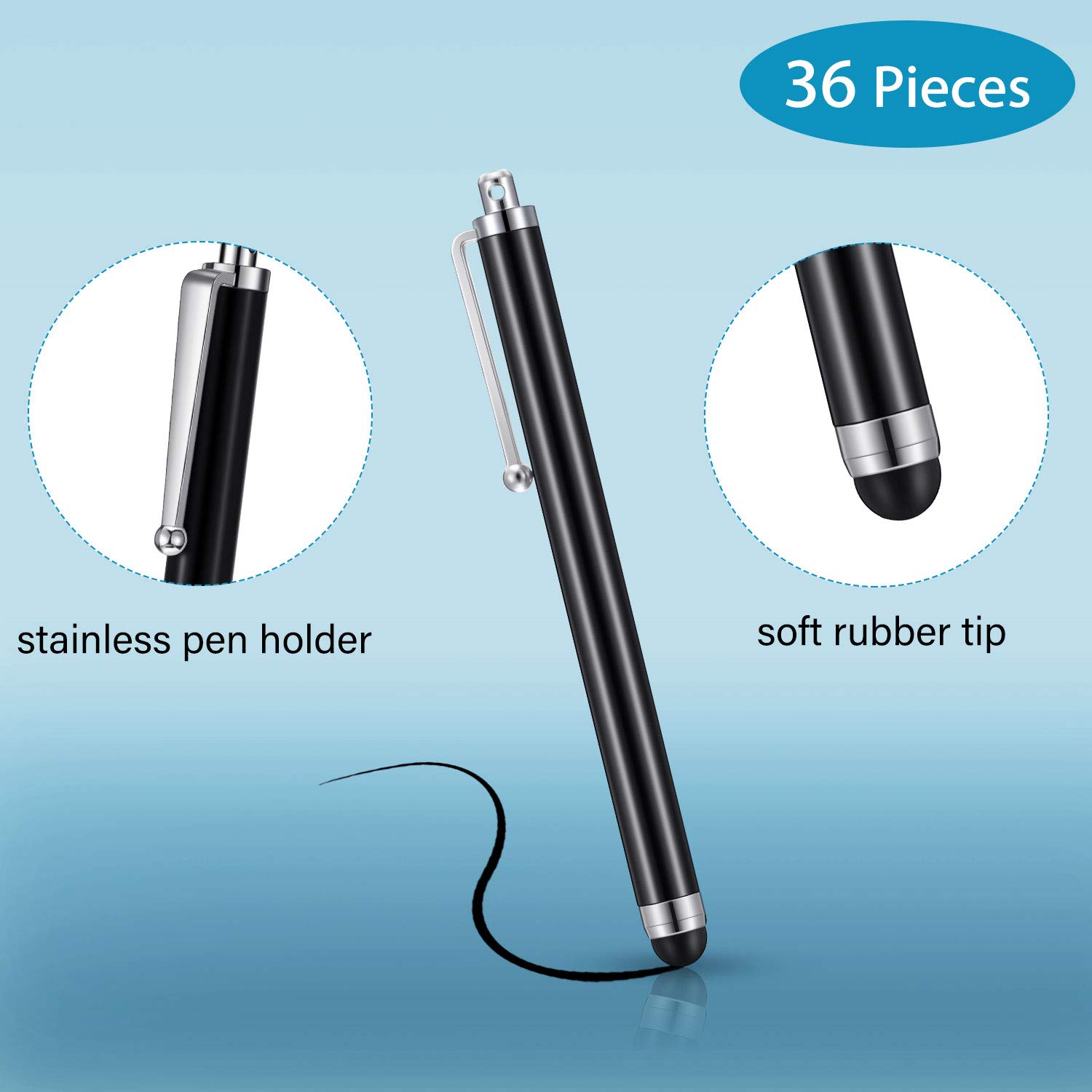 Outus Stylus Pen Set of 36 for Universal Capacitive Touch Screens Devices, Stylus Pens for Touch Screens Devices, Compatible with Tablet (Black)