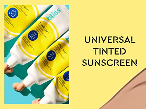 Bliss Block Star Tinted Face Sunscreen SPF 30-1.4 fl oz. - 100% Mineral Broad Spectrum Sunscreen With Zinc Oxide & Titanium Dioxide - Non Greasy Invisible finish