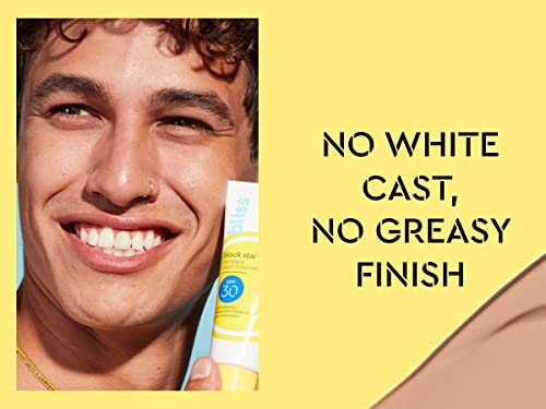 Bliss Block Star Tinted Face Sunscreen SPF 30-1.4 fl oz. - 100% Mineral Broad Spectrum Sunscreen With Zinc Oxide & Titanium Dioxide - Non Greasy Invisible finish