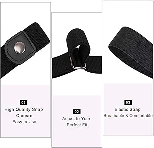 SUOSDEY No Buckle Invisible Stretch Belts for Men/Women Belt for Jeans pants No Hassle,No Bugle (05-2Pack Black, Suit Waist 34''-48'')