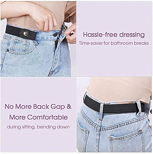SUOSDEY No Buckle Invisible Stretch Belts for Men/Women Belt for Jeans pants No Hassle,No Bugle (05-2Pack Black, Suit Waist 34''-48'')