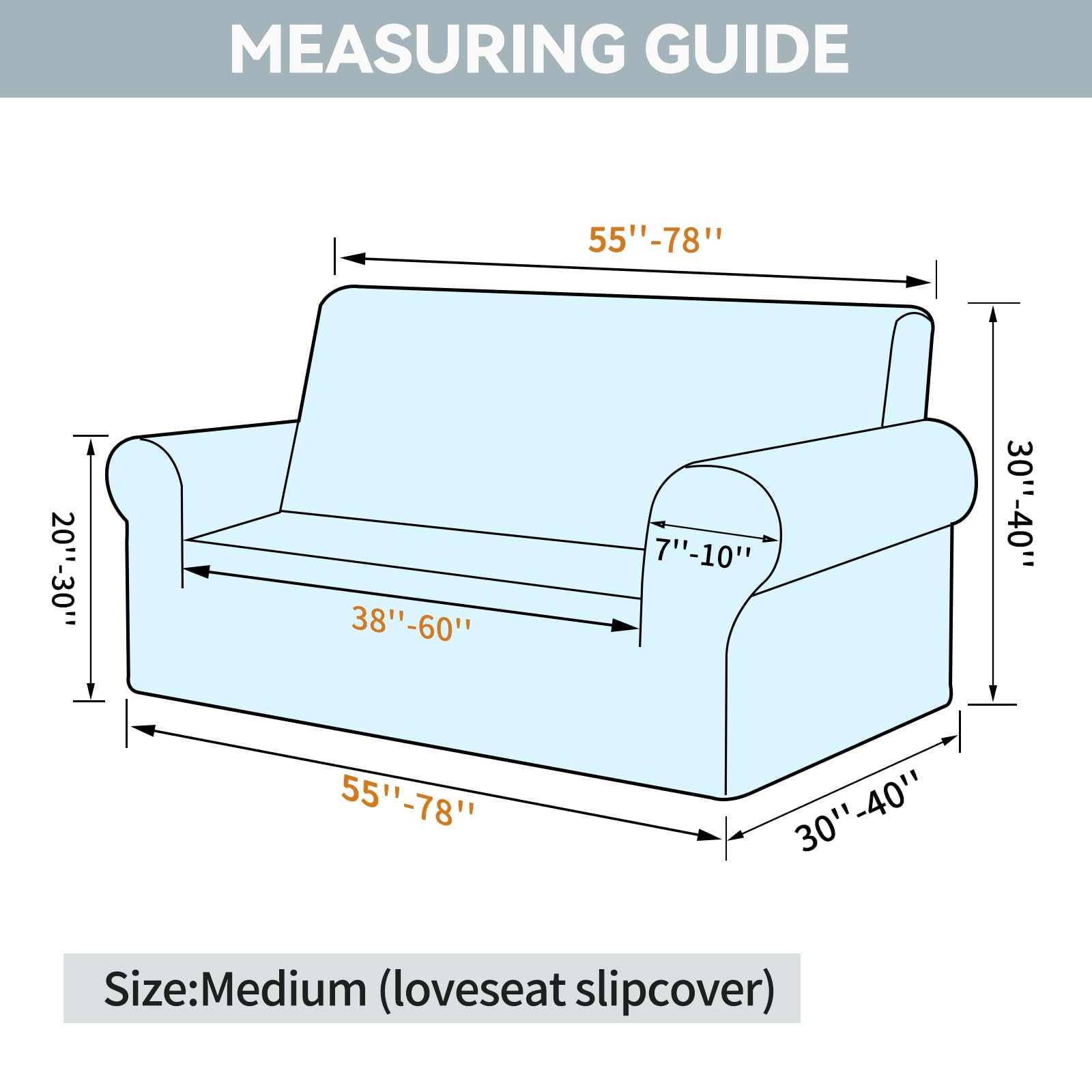 LURKA Stretch Loveseat Sofa Slipcovers 1 Piece Couch Covers for Sofa Furniture Protector Full Sofa Covers with Elastic Bottom for Kids and Dog (Medium, Black)