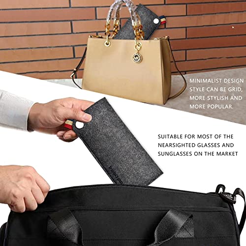Yonput 2 PCS Thickened Felt Sunglasses Case Portable Eyeglasses Pouch Glasses Bag, Soft Felt Slip-in Pouch Case for Women Men (Black)