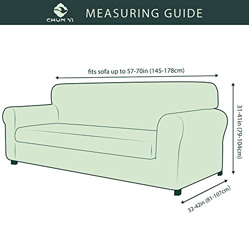 CHUN YI Stretch Loveseat Sofa Slipcover 2 Piece Sofa Cover, 2 Seater Couch Slipcover Coat Soft Washable Furniture Covers with Elastic Bottom, Checks Spandex Jacquard Fabric, Medium, Yellow Green