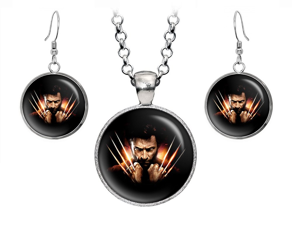 Wearable Treasures The Wolverine Necklace, Logan X-Men Earrings, Professor X Xavier, Avengers Pendant, Superhero Earrings Gifts Gift, Geek Geeky Present Presents