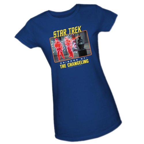 The Changeling -- Star Trek Crop Sleeve Fitted Juniors T-Shirt, X-Large