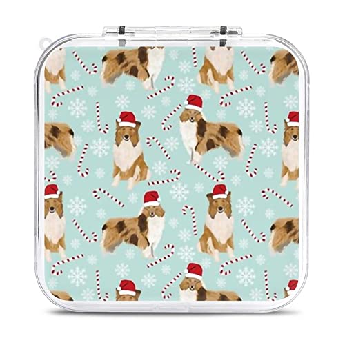 Rough collie christmas fabric cute pet dog xmas holiday christmas design best christmas dogs Game Card Case for Swítch Protective Portable Case Box with 12 Cartridge Slots