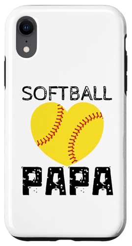 iPhone XR Softball Papa For Men Family Matching Yellow Softball Papa Case
