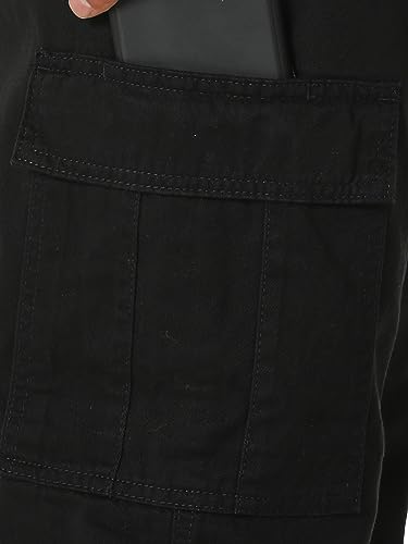 Wrangler Authentics Men's Big & Tall Relaxed Fit Cargo Pant (Logan), Black Twill, 46W x 30L