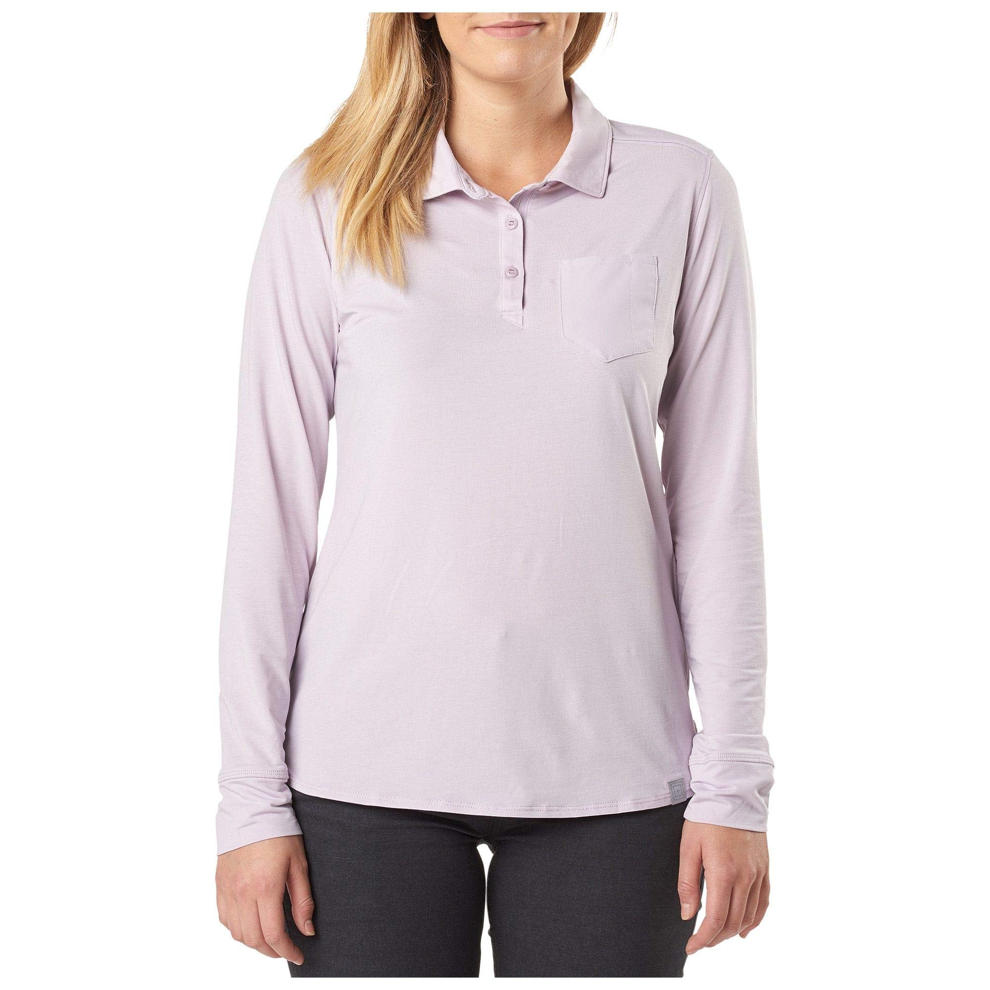 5.11 Tactical Women's Poly/Spandex Enyo Top, Grosgrain Taping, Slotted Buttons, Wisteria, S, Style 62027