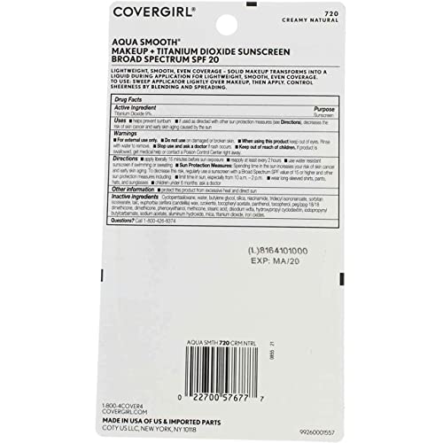 CoverGirl Smoothers AquaSmooth Compact Foundation, Creamy Natural [720] 0.40 oz (Pack of 4)