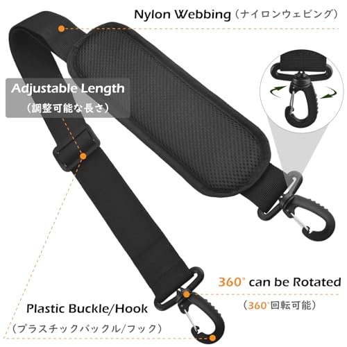 TRIWONDER Bag Shoulder Strap Replacement Adjustable Shoulder Strap with Padded Metal Hooks for Tactical Pouch Shoulder Bag Luggage Duffel Bag Laptop Case Crossbody Bag Pet Carrier(Black)