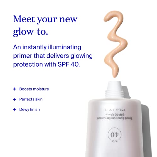 Supergoop! Glowscreen - SPF 40-2.5 fl oz - Glowy Primer + Broad Spectrum Sunscreen - Adds Instant Glow - Helps Filter Blue Light - Boosts Hydration with Hyaluronic Acid, Vitamin B5 & Niacinamide