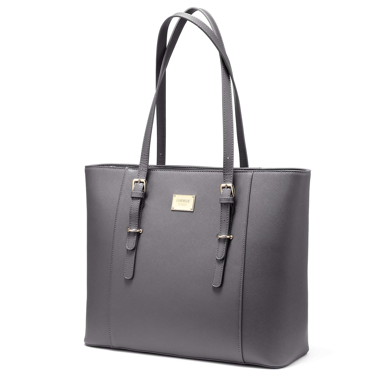 Laptop Bag for Women Large Office Handbags Briefcase Fits Up to 15.6 inch (Updated Version)-Grey