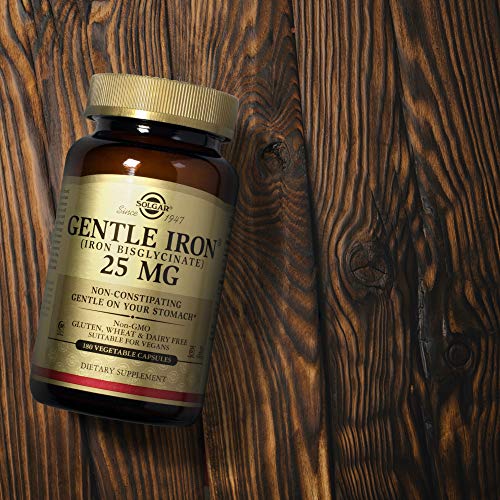 Solgar - Gentle Iron 25 mg Vegetable Capsules 180 Count 2 Pack Easy on Stomach, Promote Red Blood Cell Production.