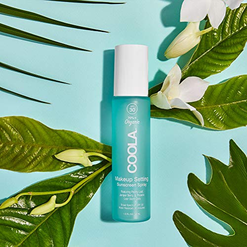 COOLA Organic Makeup Setting Spray with SPF 30, Hydrating Makeup Protection & Sunscreen made with Cucumber & Aloe Vera, Dermatologist Tested, Alcohol Free, 1.5 Fl Oz