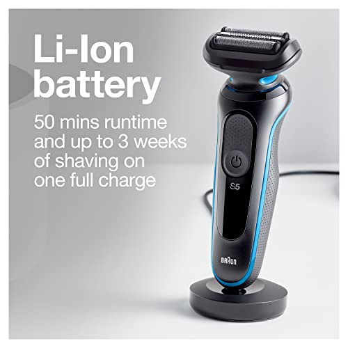 Braun Series 5 5020 Electric Razor for Men Foil Shaver with Beard Trimmer, Rechargeable, Wet & Dry with EasyClean, Black, 5 Piece Set