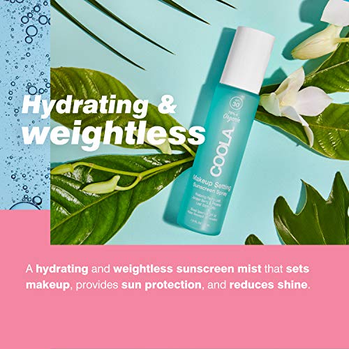 COOLA Organic Makeup Setting Spray with SPF 30, Hydrating Makeup Protection & Sunscreen made with Cucumber & Aloe Vera, Dermatologist Tested, Alcohol Free, 1.5 Fl Oz
