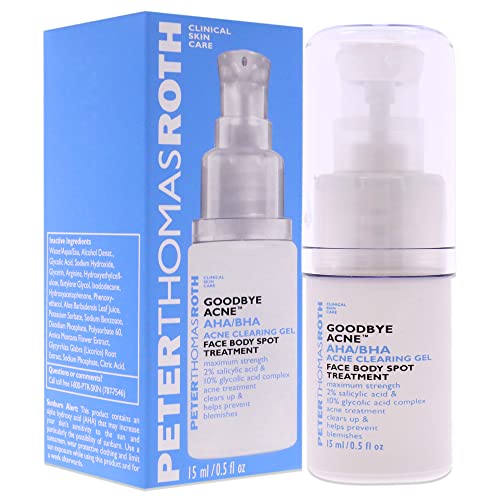 Peter Thomas Roth | Goodbye Acne AHA/BHA Acne Clearing Gel | Face Body Spot Treatment, Maximum-Strength Acne Spot Treatment for Blemishes and Pores