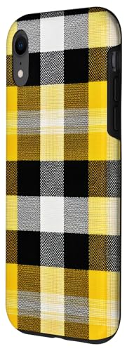 iPhone XR Yellow Black Tartan Plaid Pattern 80s Design Case