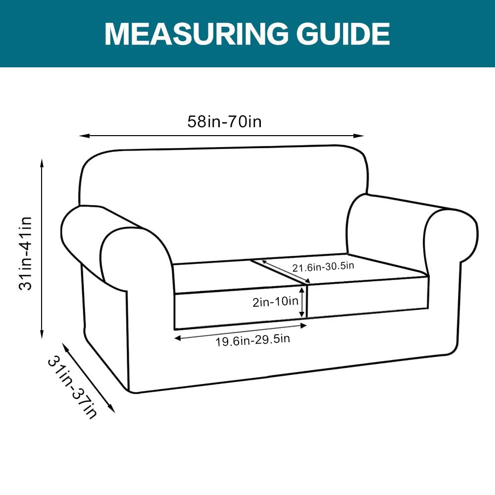 Turquoize 3 Piece Sofa Covers for 2 Cushion Couch Sofa Slipcover Soft Couch Cover for Dogs-Washable Sofa Furniture Covers with 2 Individual Cushion Covers, Thick Jacquard Fabric (Loveseat, Sand)