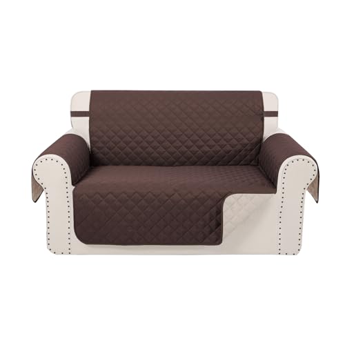 Luxshare Home Reversible Loveseat Sofa Covers Couch Cover Furniture Protector(Loveseat Small,Chocolate/Beige)