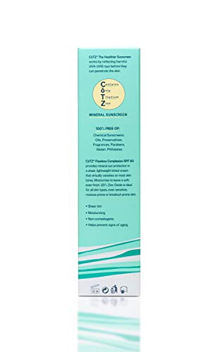 CōTZ Flawless Complexion Tinted Facial Mineral Sunscreen Broad Spectrum SPF 50; 2.5 oz / 70 g