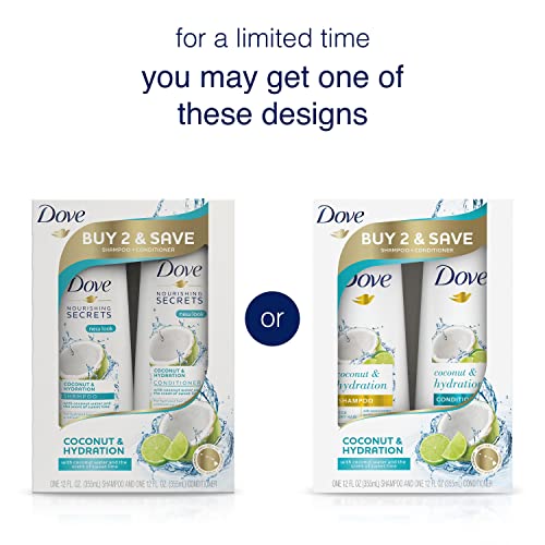 Dove Nourishing Secrets Shampoo and Conditioner for Dry Hair Coconut & Hydration for Everyday Use, 12 Fl Oz (Pack of 2)