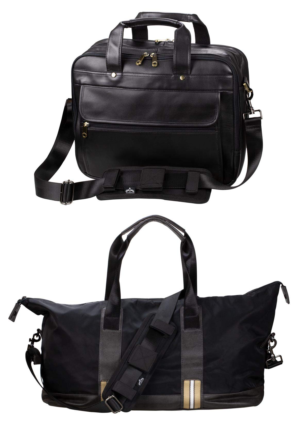 Allzedream Bag Shoulder Strap Replacement Laptop Travel Duffle Bags Padded Adjustable (Black, Silver Hardware)