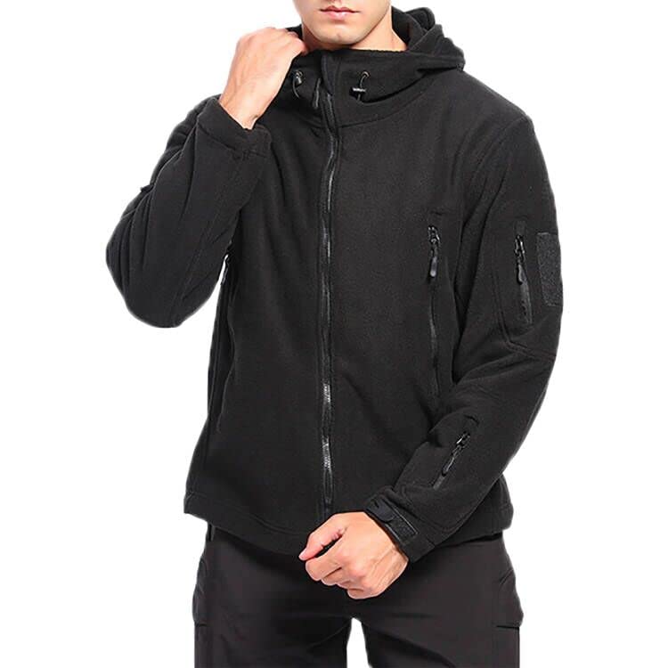 sandbank Men's Tactical Fleece Jacket Warm Winter Sport Outdoor Hooded Combat Military Jacket Coat(US M,Black)
