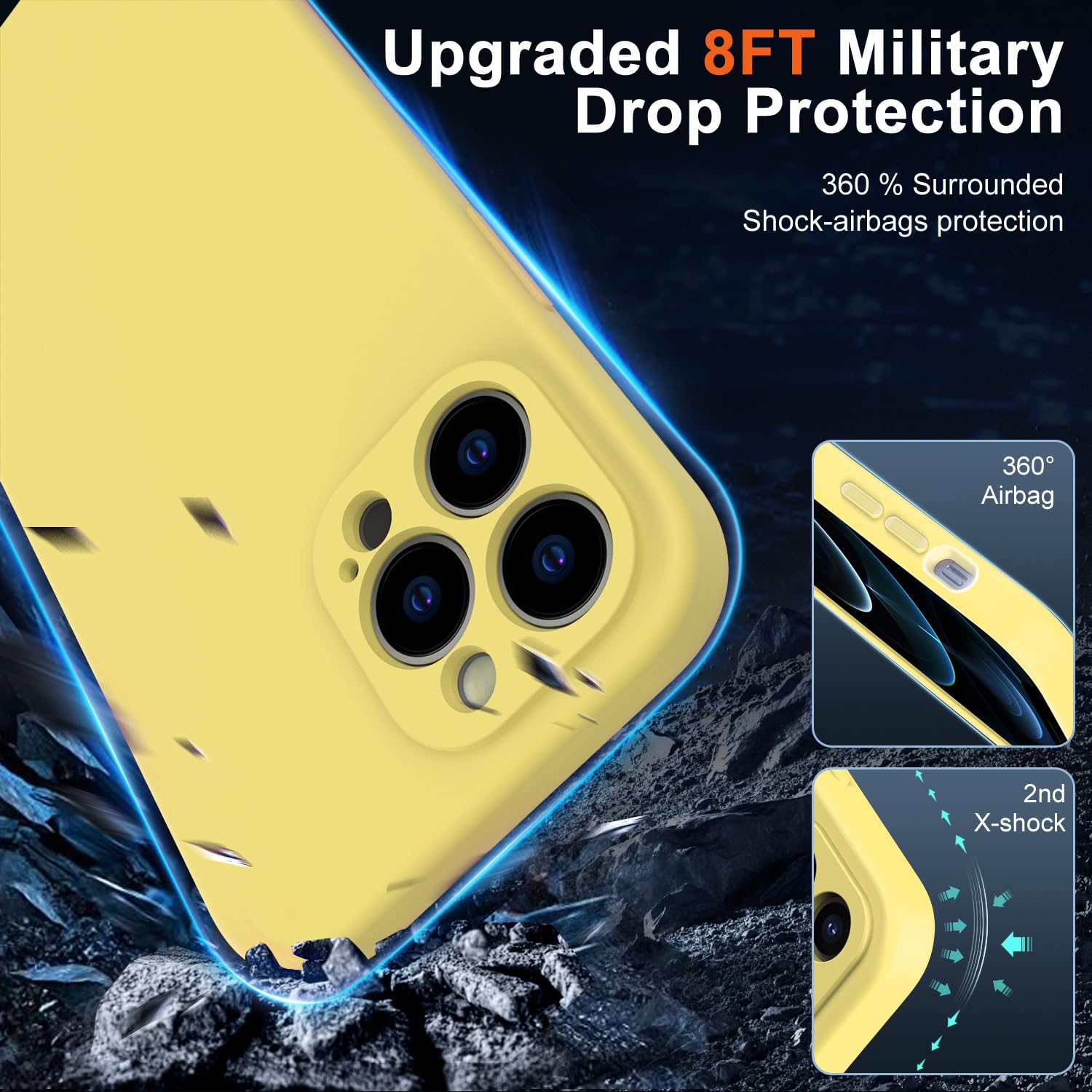 DEENAKIN Magnetic for iPhone 12 Pro Case Silicone with Screen Protector - [Compatible with MagSafe] - Camera Protection - Slim Fit Protective Phone Cover 6.1" for Women Girls - Yellow