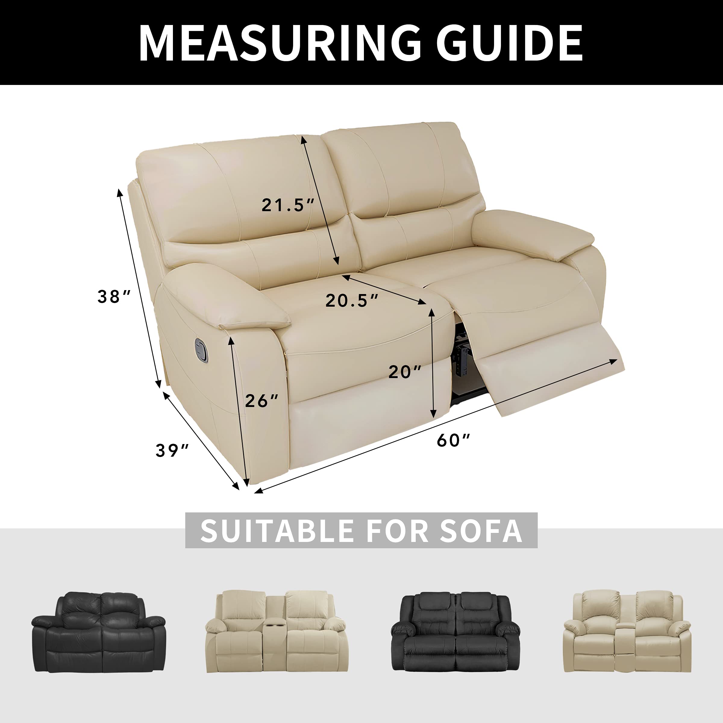 Easy-Going 100% Dual Waterproof Recliner Loveseat Cover, 6-Pieces Stretch Relining Sofa Cover with Pocket, Jacquard 2 Seat Sofa Slipcover Leakproof Washable (Loveseat, Dark Gray)