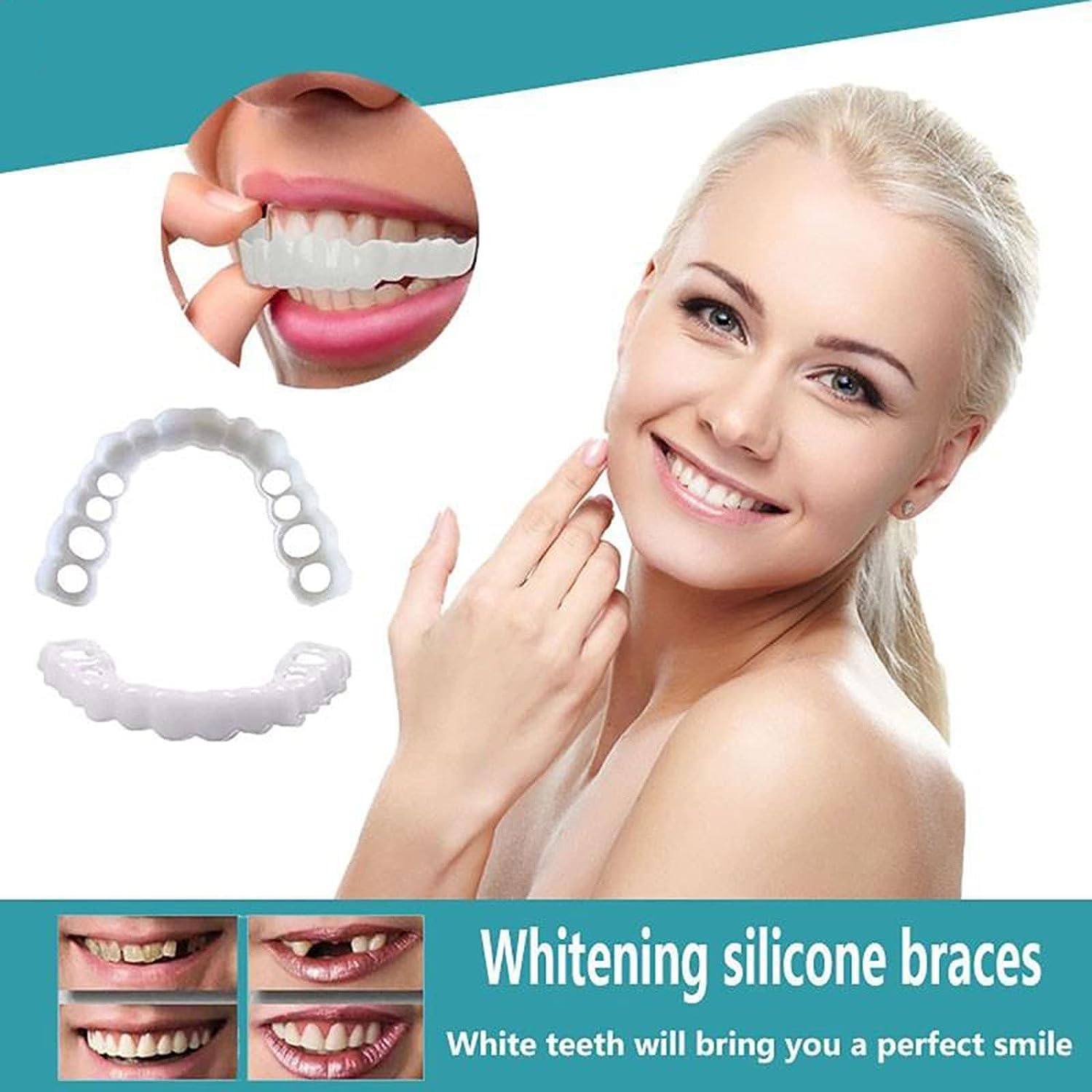 Teeth Veneer - Temporary dentures - Perfect Braces - Men's and Women's Veneer Teeth-Instant snap on veneers