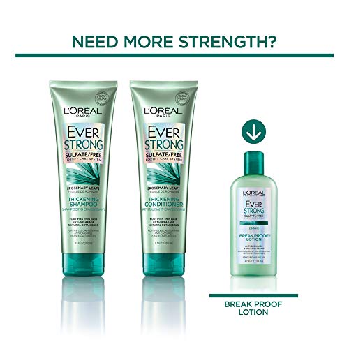 L'Oreal Paris EverStrong Thickening Sulfate Free Shampoo and Conditioner Kit, Thickens + Strengthens, For Thin, Fragile Hair, with Rosemary Leaf, Combo (8.5 Fl; Oz each) (Packaging May Vary)