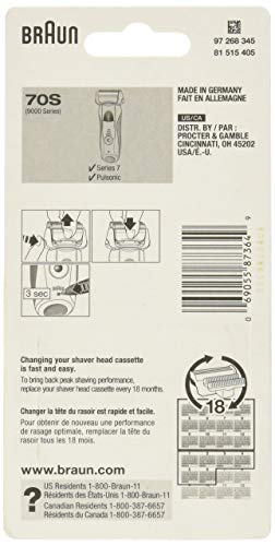 Braun Series 7 70S Electric Shaver Head Replacement Cassette โ Silver