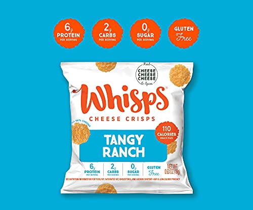 Whisps Cheese Crisps - Parmesan, Cheddar, Tangy Ranch & Nacho Cheese Snacks, Keto Snacks, 6-9g of Protein Per Bag, Low Carb, Gluten & Sugar Free, Great Tasting Healthy Snack, All Natural Cheese Crisps - Variety, .63 Oz (Pack of 12)