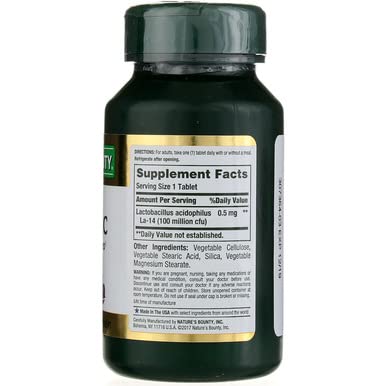 Nature's Bounty Probiotic Acidophilus Tablets, 120 Count