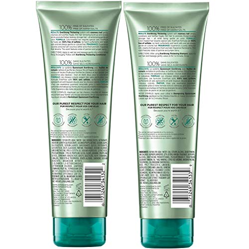 L'Oreal Paris EverStrong Thickening Sulfate Free Shampoo and Conditioner Kit, Thickens + Strengthens, For Thin, Fragile Hair, with Rosemary Leaf, Combo (8.5 Fl; Oz each) (Packaging May Vary)
